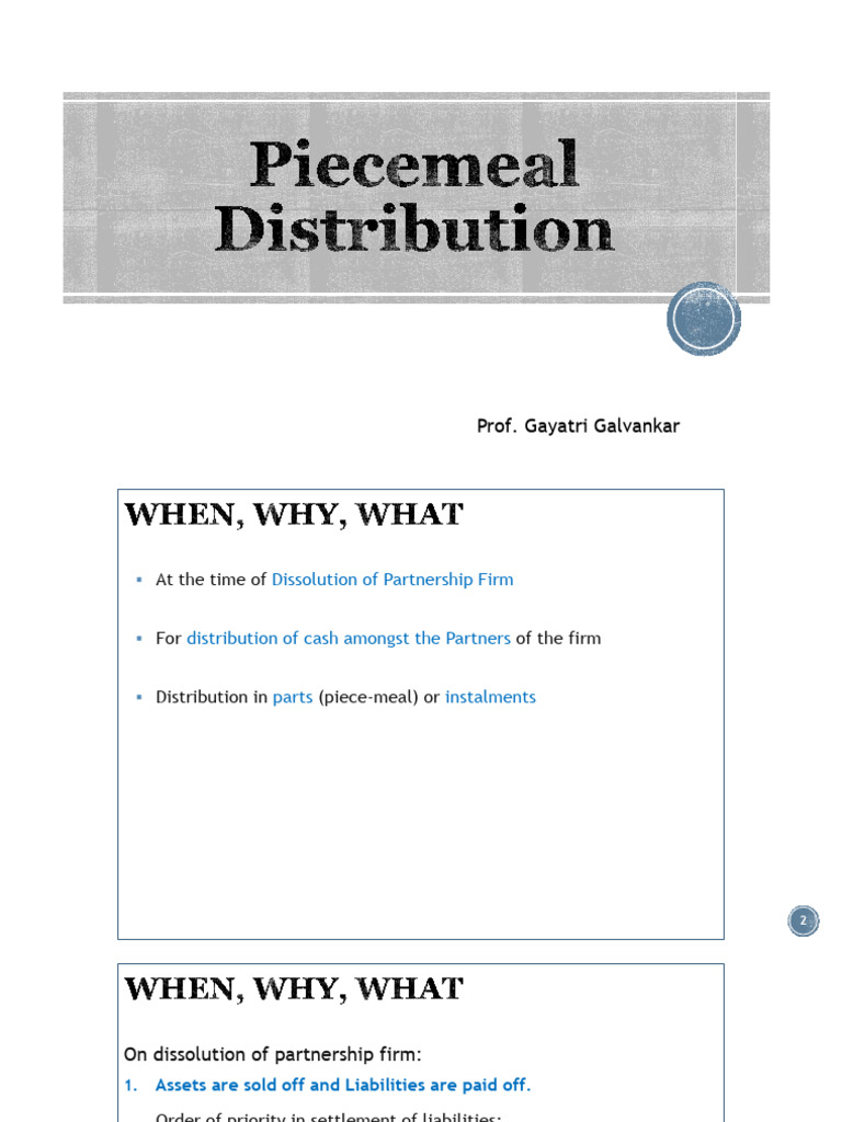 Piecemeal Distribution in Partnerships | PDF | Partnership | Ratio