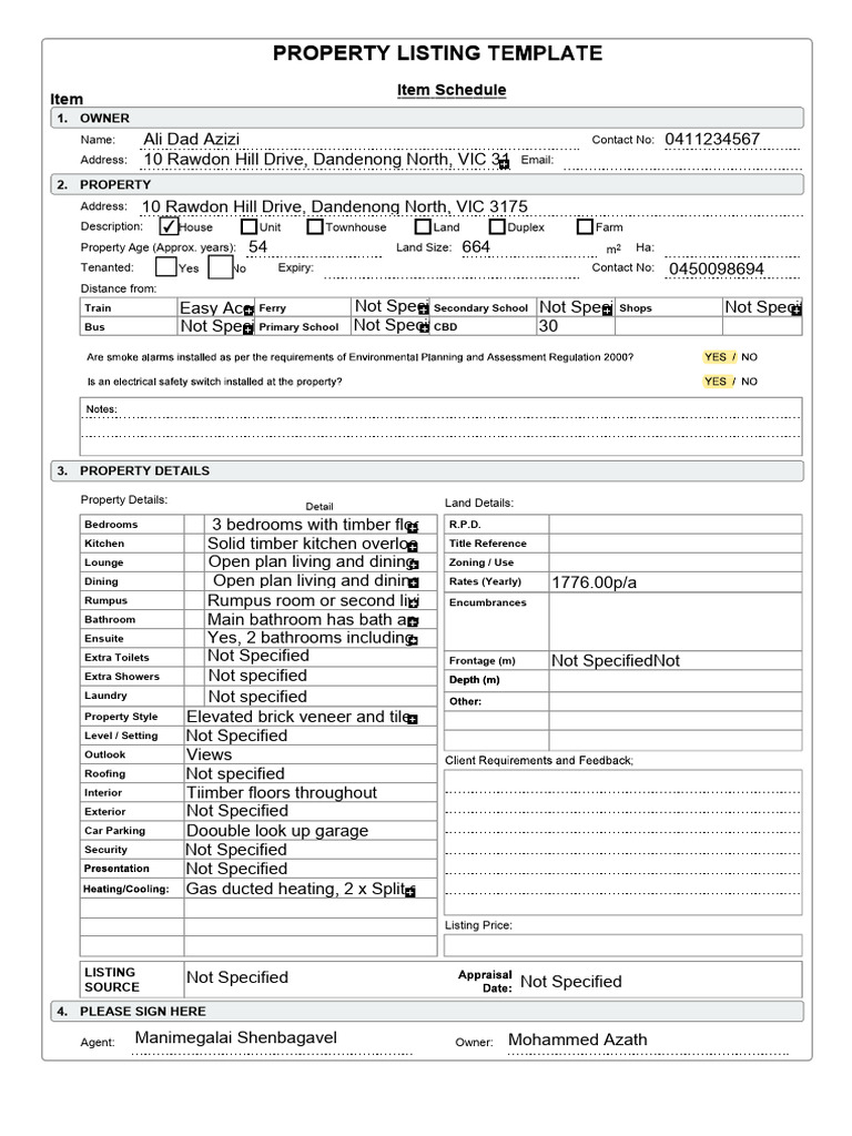 Filled - CPPREP4101 - Property Listing Template v1.0 | PDF | Bathroom ...