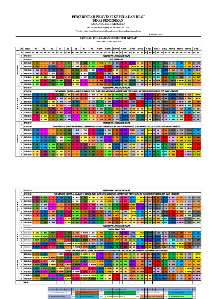 Jadwal Semseter Genap TP 2023-2024 | PDF