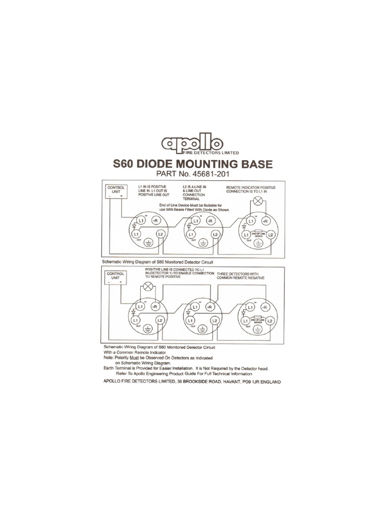 Apollo Detector Base With Head Removal Diode Technicalsheet | PDF