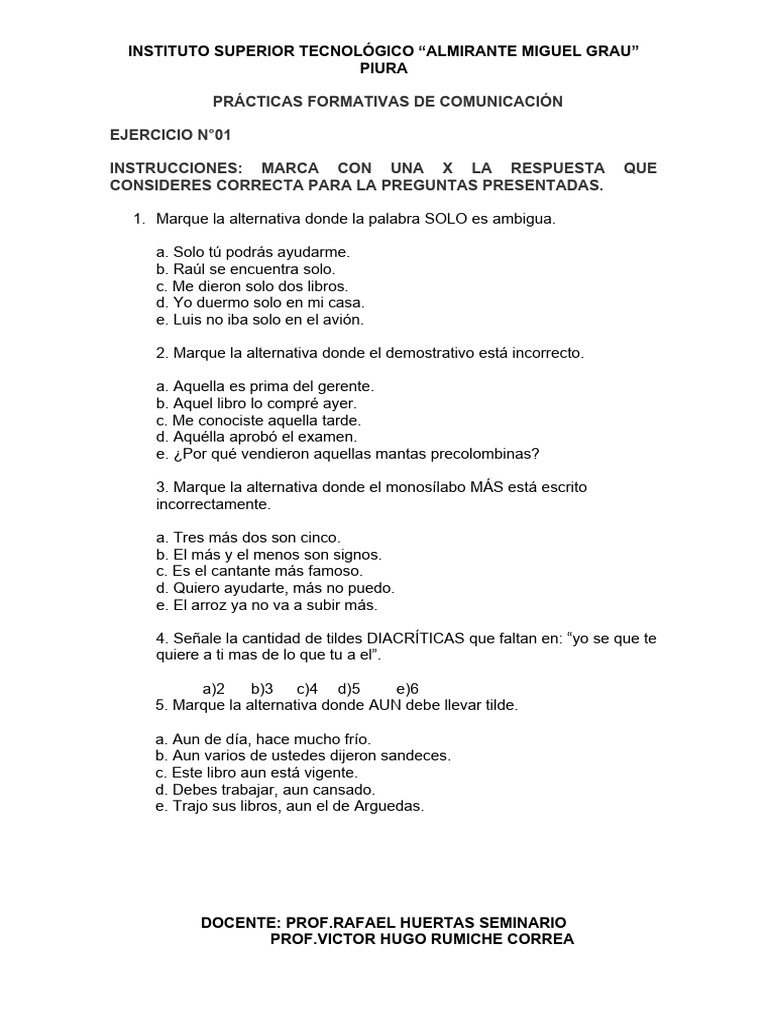 Ejercicios de Tildación y Ortografía | PDF | Fonética