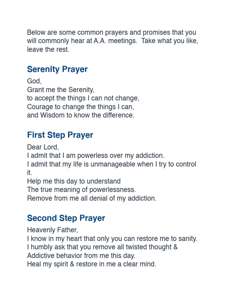 AA Prayers and Promises | PDF | Lord's Prayer | Prayer