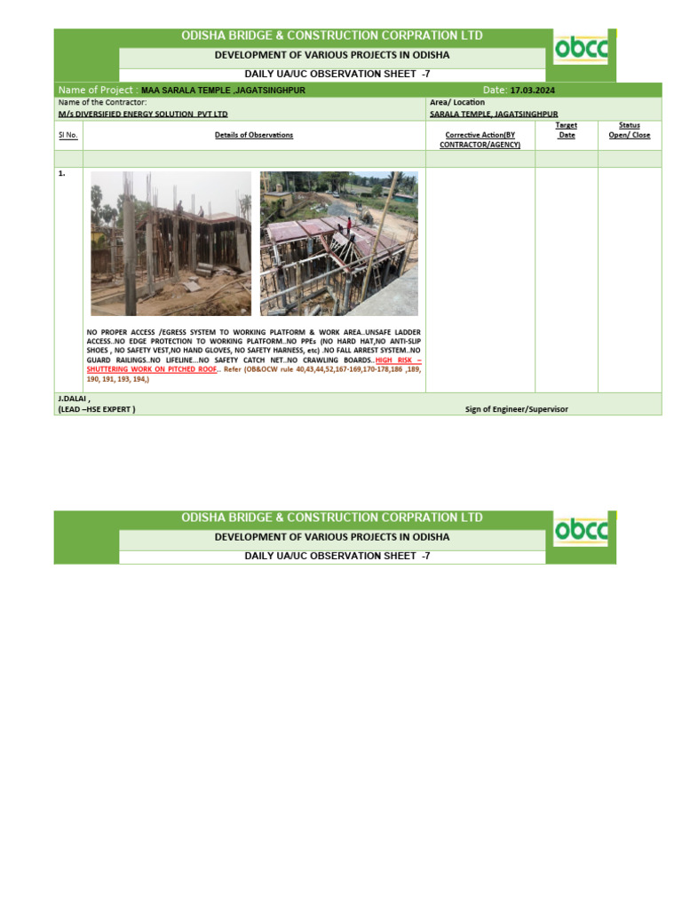 011 DAILY Observation Sheet-MAA SARALA REPORT - 7 | PDF