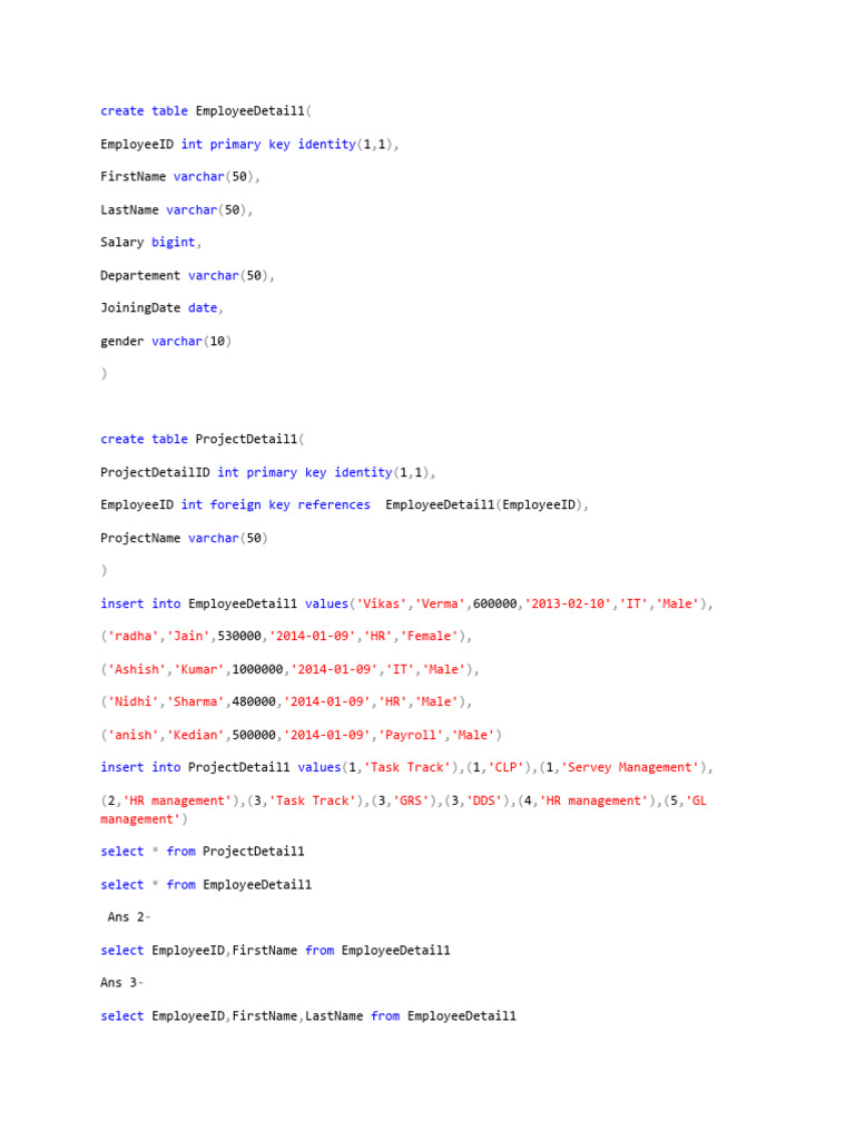 SQL Employee and Project Database Queries | PDF | Computers