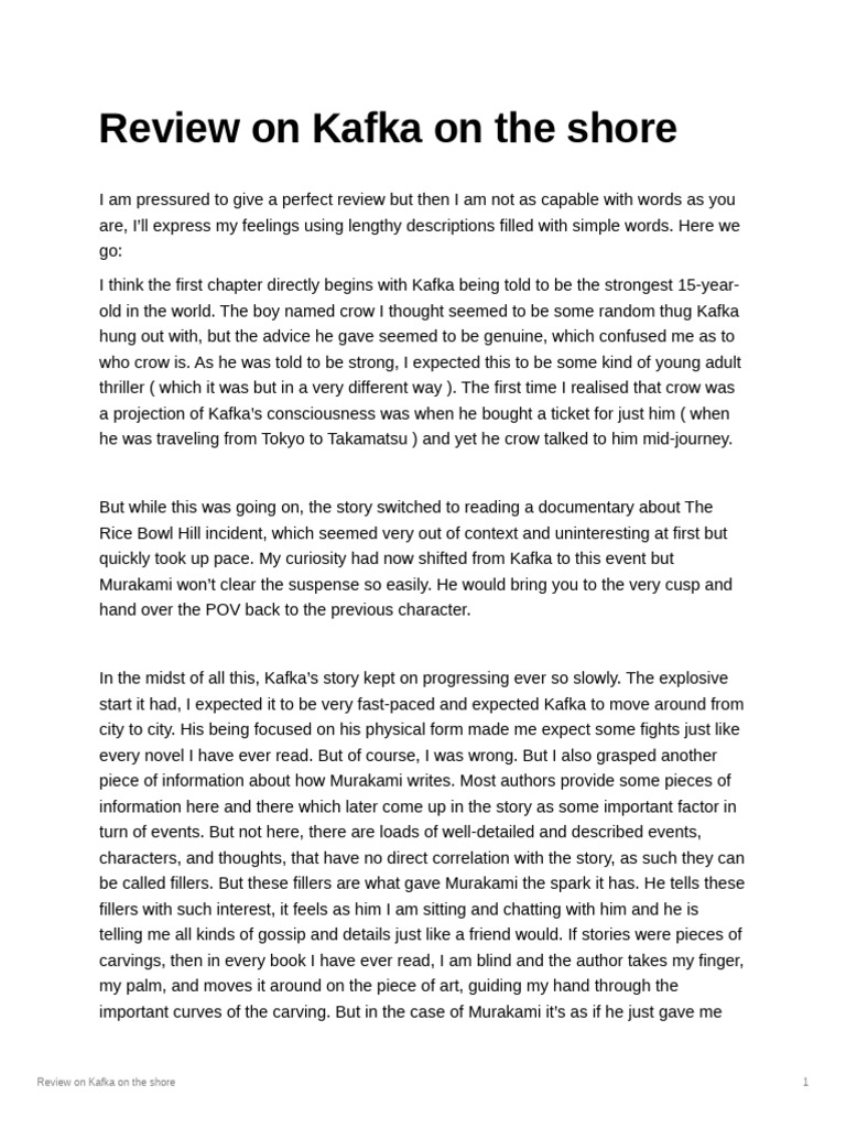 Review On Kafka On The Shore | PDF