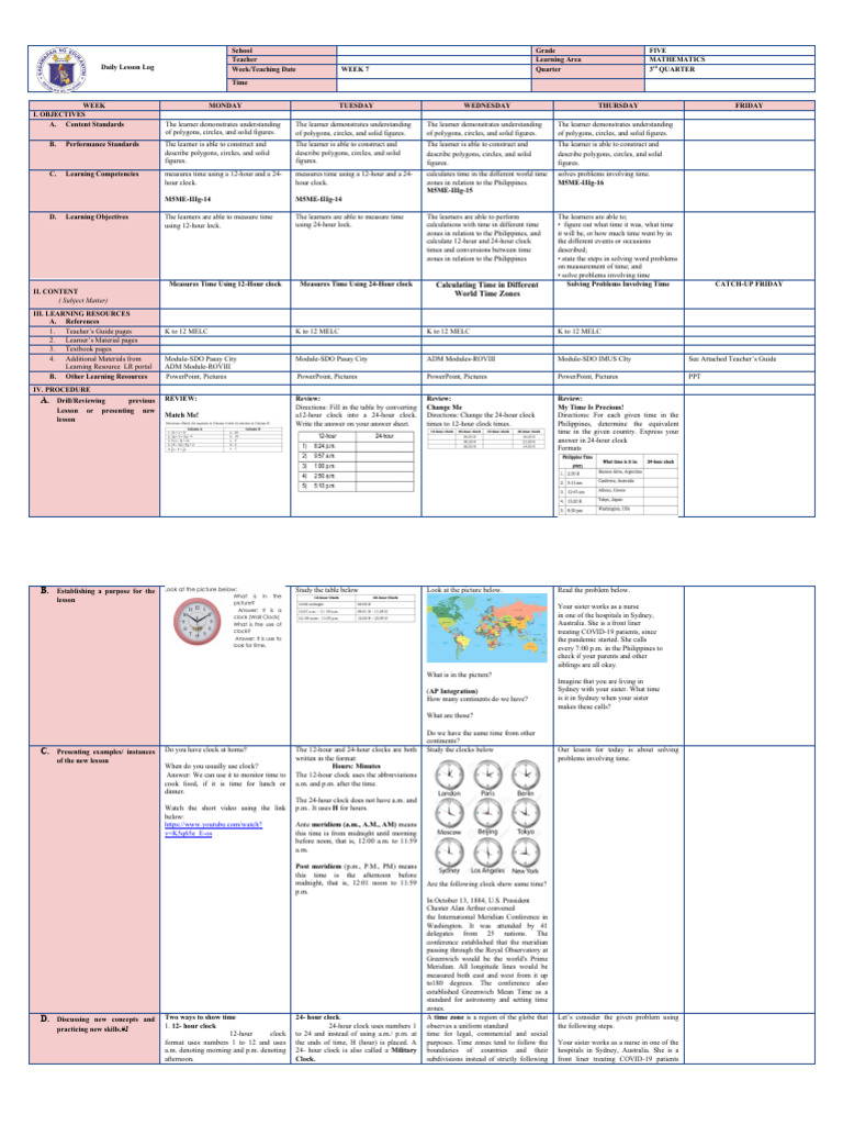DLL Week 7-q3 Math 5 | PDF