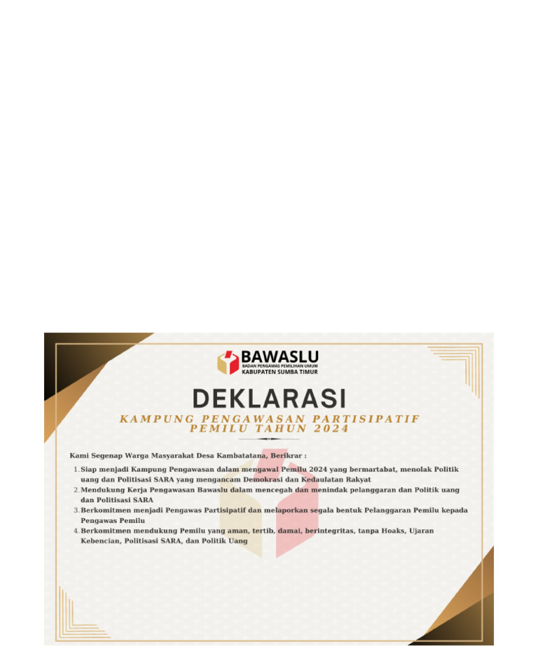 Format Ikrar Deklarasi Kampung Pengawasan | PDF Format Ikrar Deklarasi Kampung Pengawasan | PDF