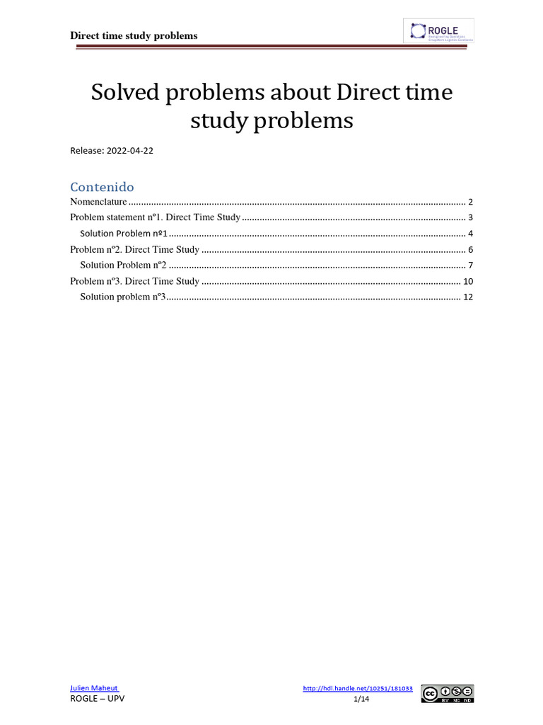 Direct Time Study Problem Solutions Pdf Fatigue Material