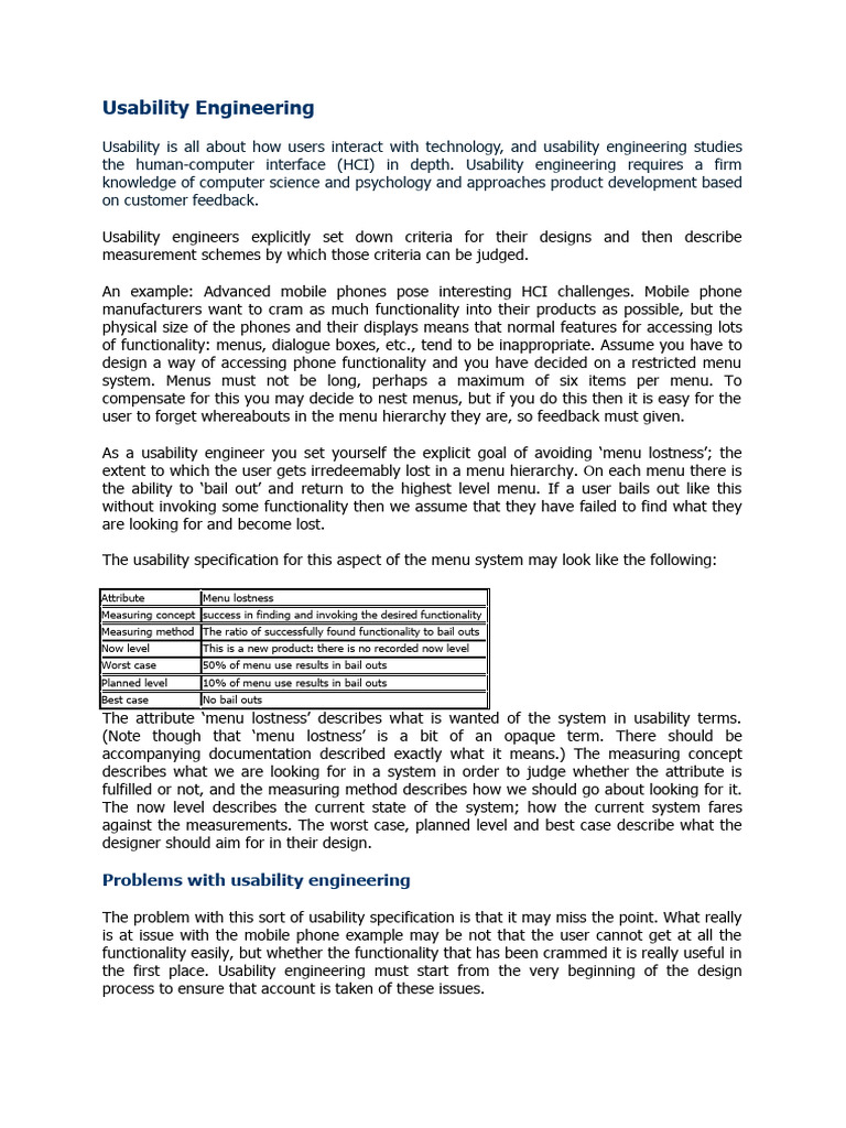 Usability Engineering | Download Free PDF | Usability | Human–Computer ... Usability Engineering | Download Free PDF | Usability | Human–Computer ...