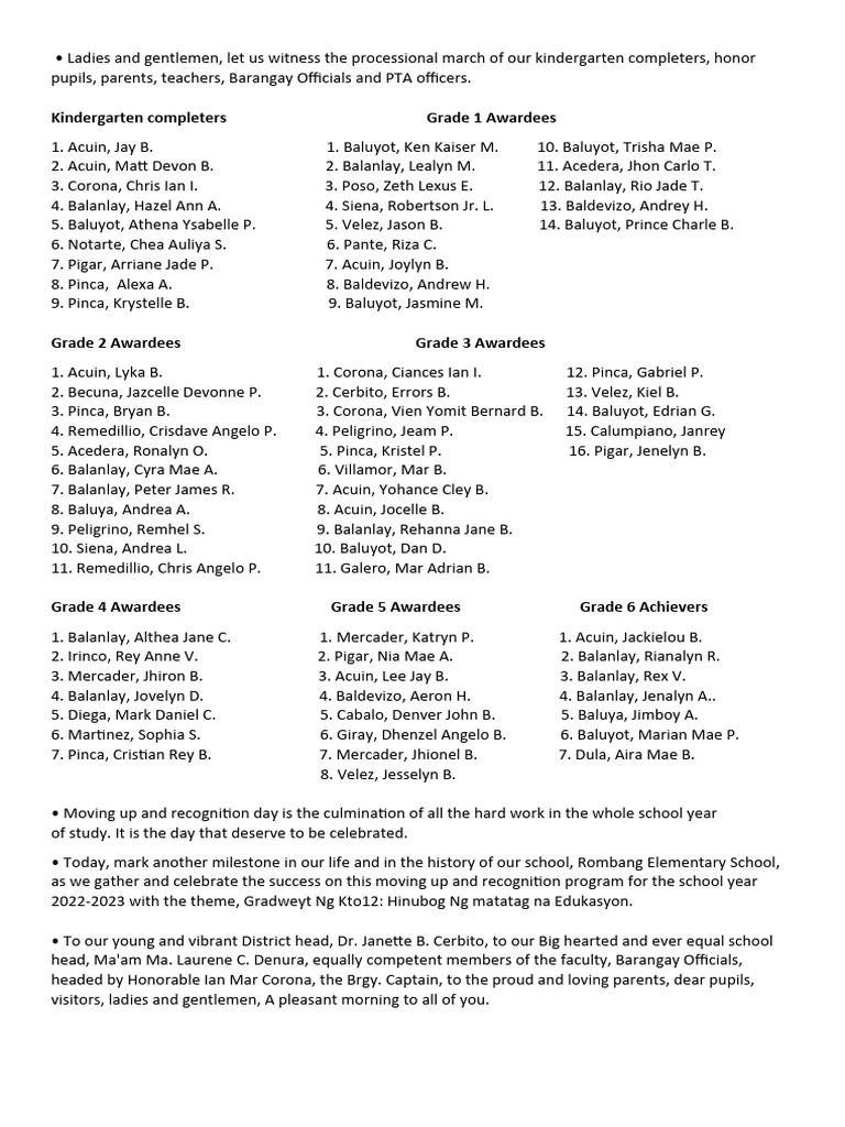 Recognition Script - For Merge | PDF | Virtue | Religious Belief And ...