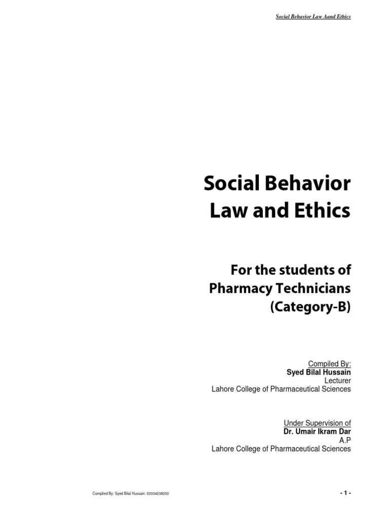 Social Behavior Law and Ethics Guide | PDF | Psychotherapy | Pharmacy