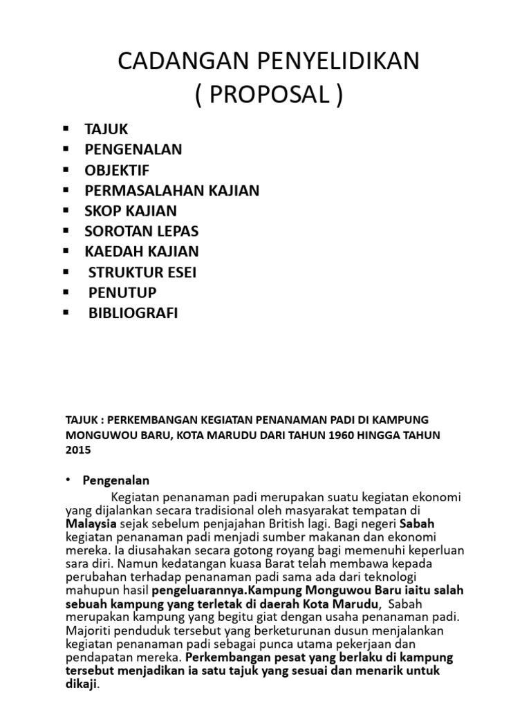 Contoh Kertas Cadangan Pdf