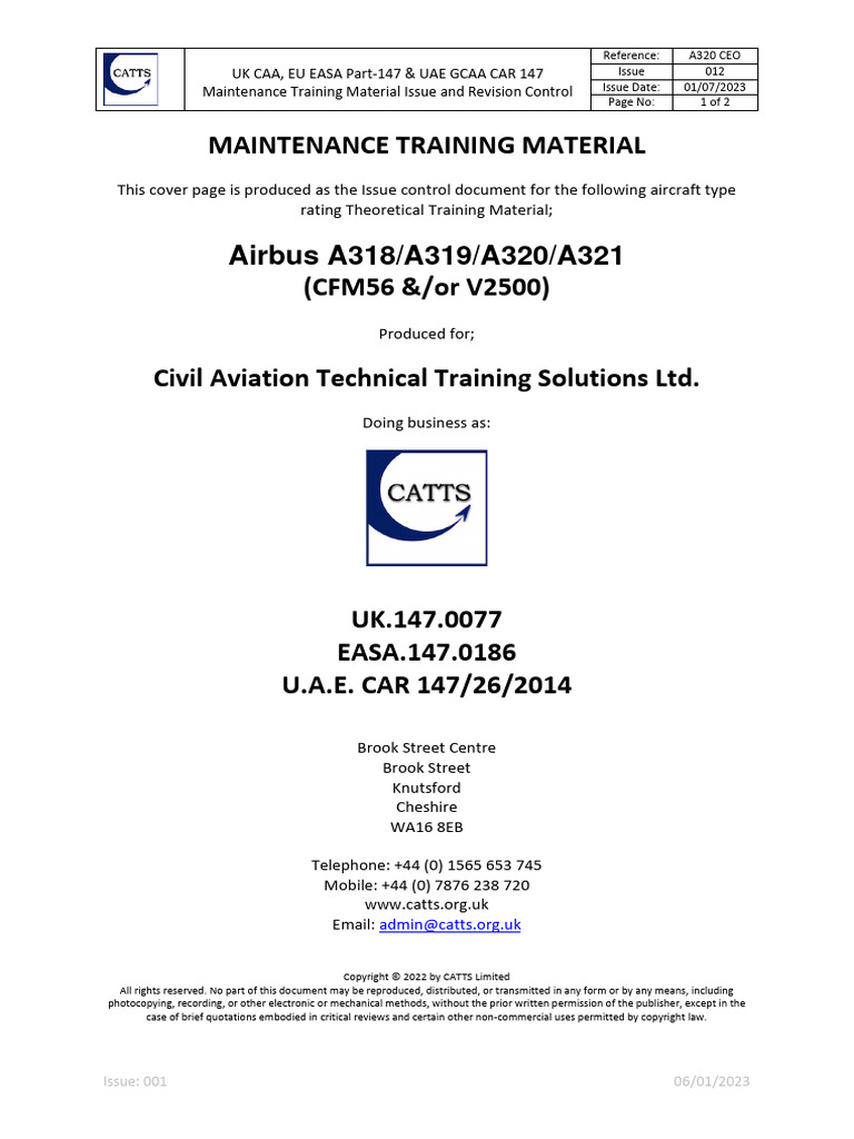 Maintenance Training Material - Issue and Revision Control Sheet (A320 ...