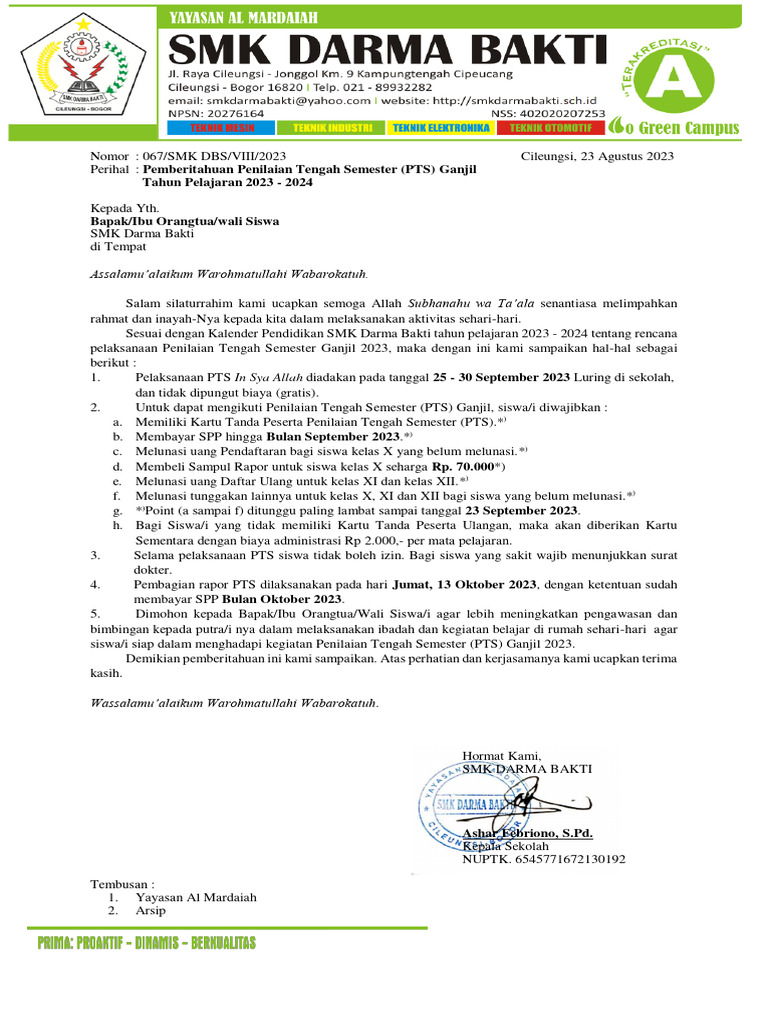 Surat Edaran PTS Ganjil 2023-1 | PDF