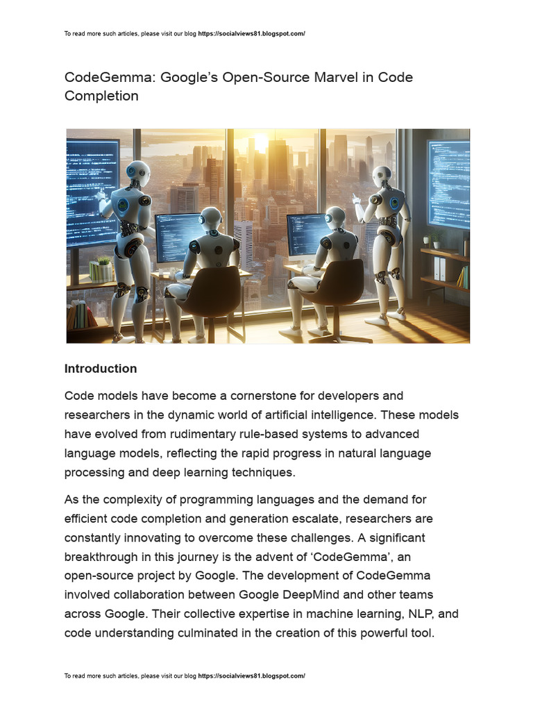 CodeGemma: Google's Open-Source Marvel in Code Completion | PDF | Computer Programming ...