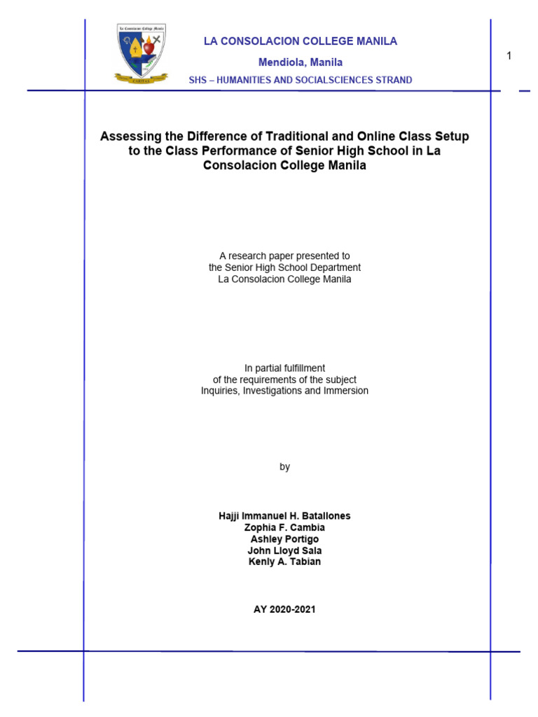 Traditional vs Online Class Performance | PDF | Educational Technology ...
