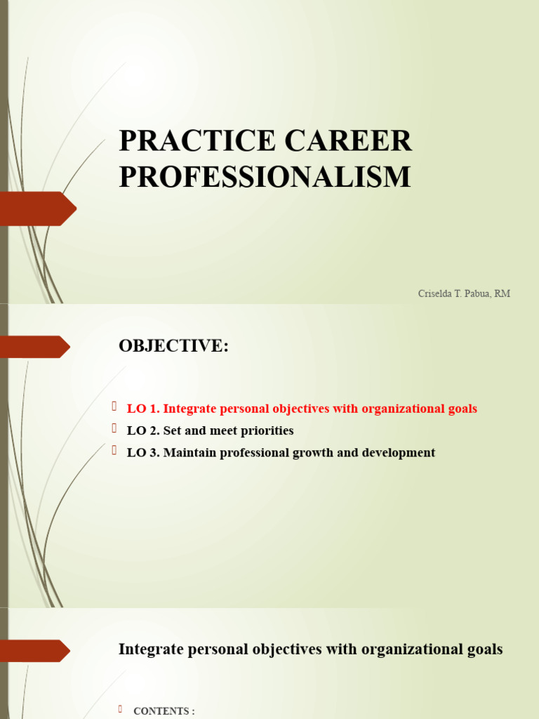 Practice Career Professionalism | PDF | Goal | Personal Development