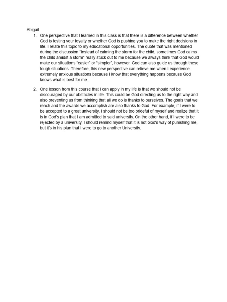 Biblical Studies Reflection - Career and Faith | PDF
