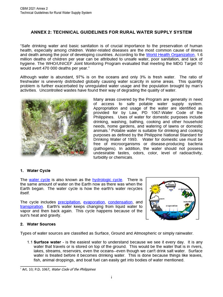 CBIM 2021 Annex 2 - Technical Guidelines For Rural Water Supply System | Download Free PDF ...