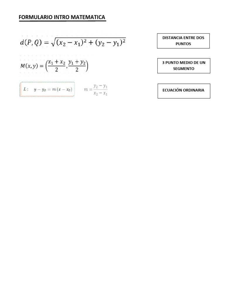Formulario Intro Matematica | PDF