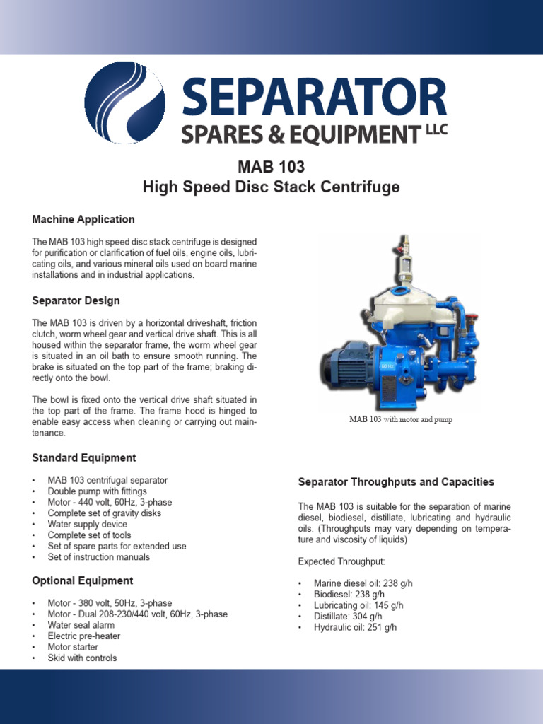 MAB 103 Flyer | PDF | Pump | Diesel Engine