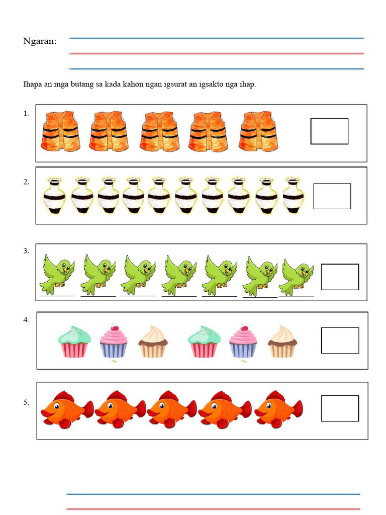 Ngaran:: Ihapa An Mga Butang Sa Kada Kahon Ngan Igsurat An Igsakto Nga ...