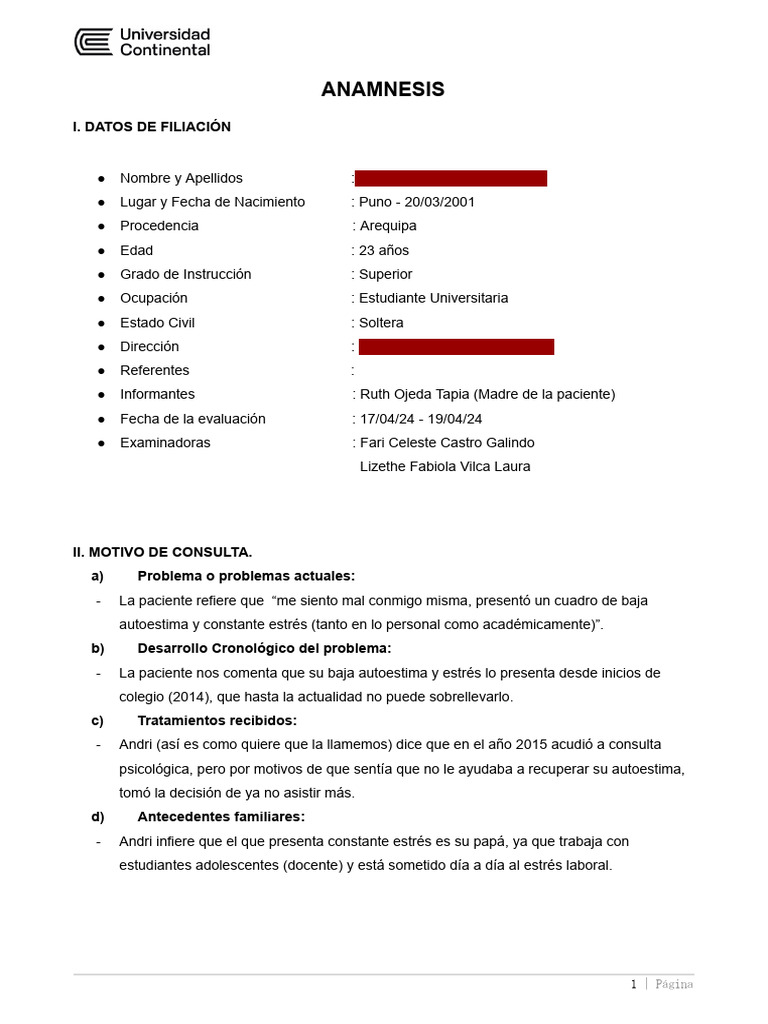 AVANCE - Anamnesis PACIENTE | PDF | Menstruación | El embarazo