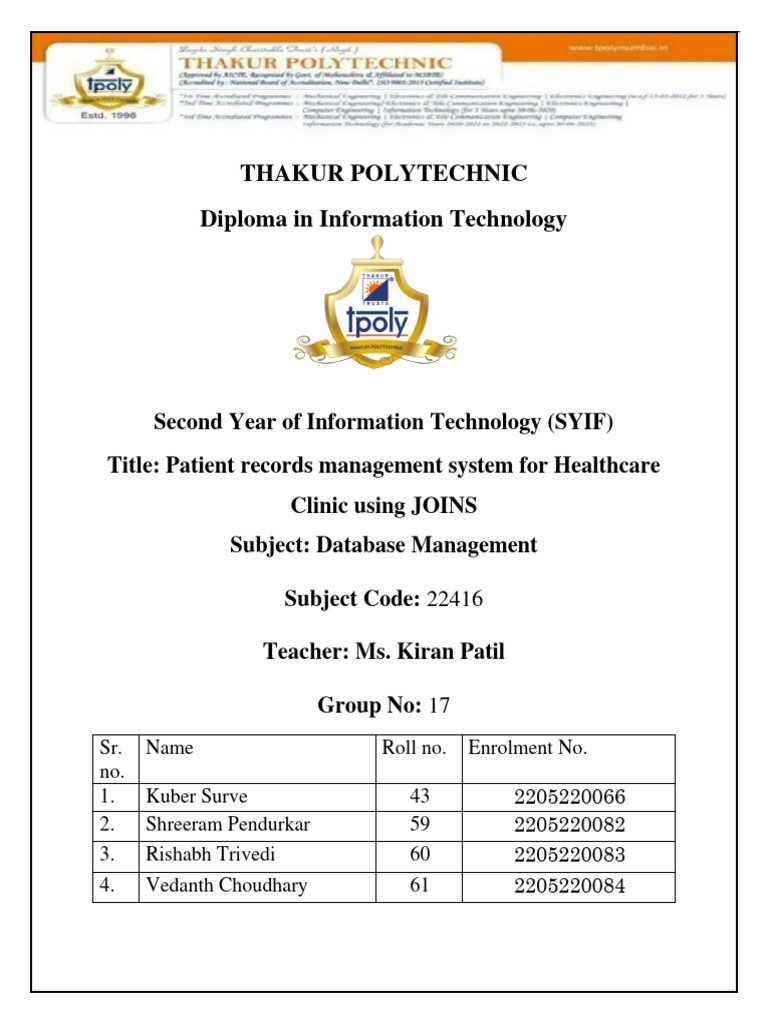 DCC Micro Project Not Final | PDF | Databases | Medical Prescription