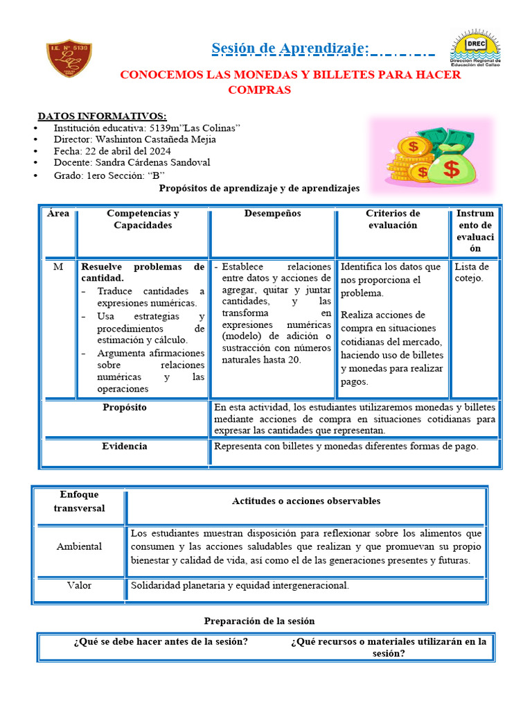 Aprendiendo Compras con Monedas | PDF | Evaluación | Aprendizaje