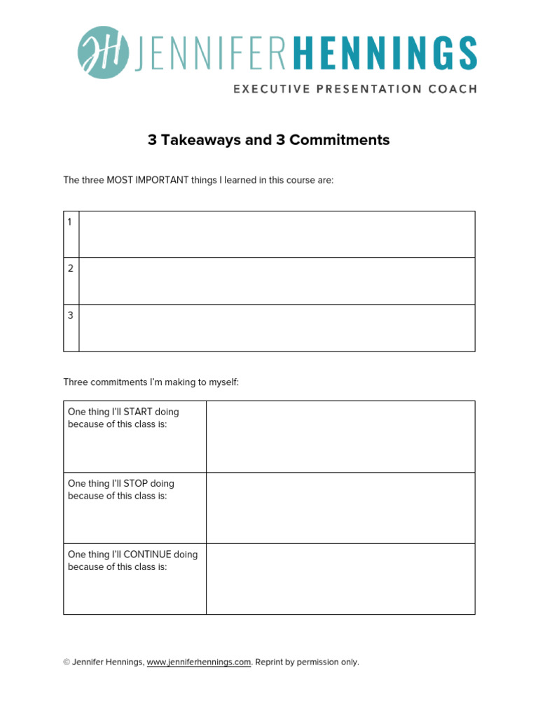3 Takeaways and 3 Commitments | PDF