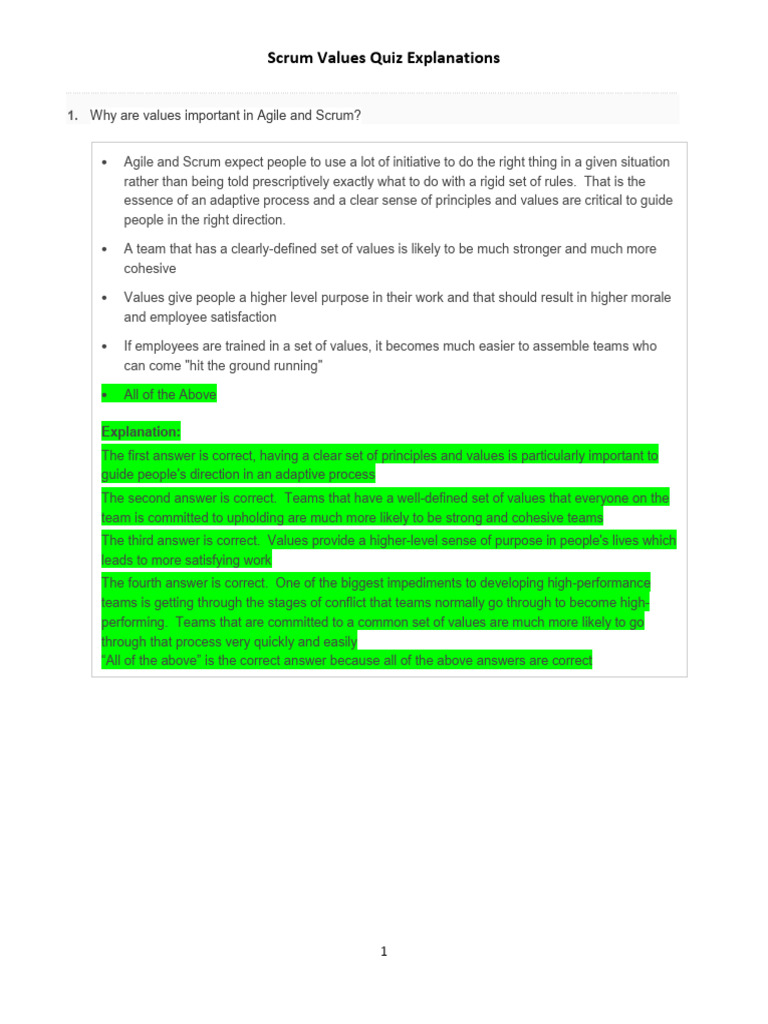 Scrum Values Quiz Explanations | PDF | Scrum (Software Development ... Scrum Values Quiz Explanations | PDF | Scrum (Software Development ...