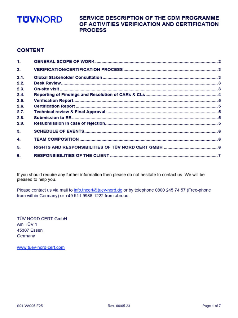 Tuev Nord Cert CDM Poa Verification Service Description | PDF | Clean ...