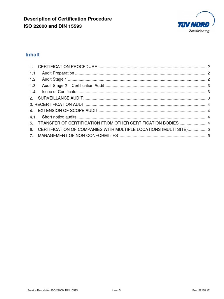 ISO 22000 & DIN 15593 Certification Guide | PDF | Audit | Business