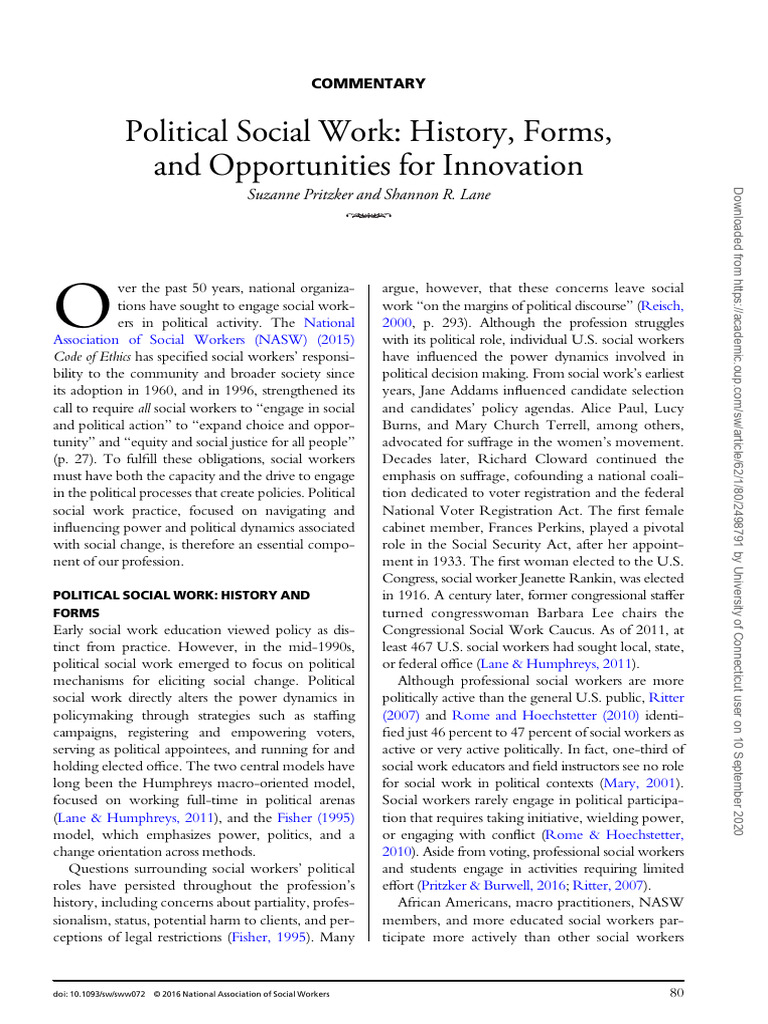 Political Social Work: History & Innovation | PDF | Social Work