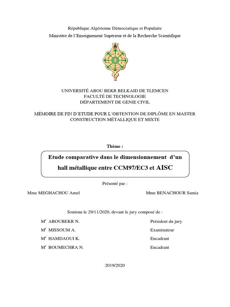 Dimensionnement Hall Métallique CCM97/AISC | PDF | Résistance des ...