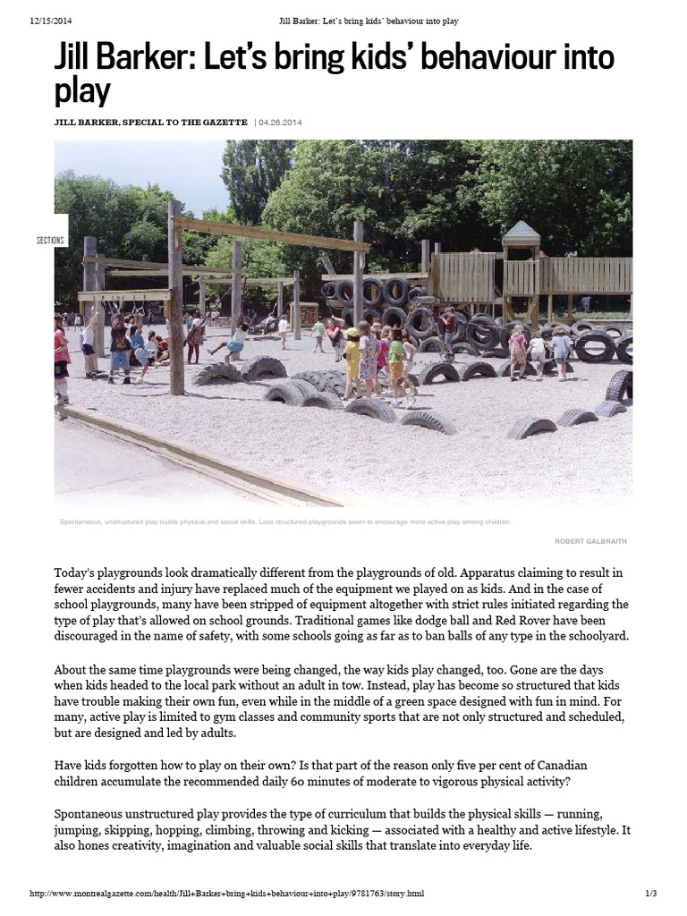Lets Bring Kids Behaviour Into Play | PDF | Playground