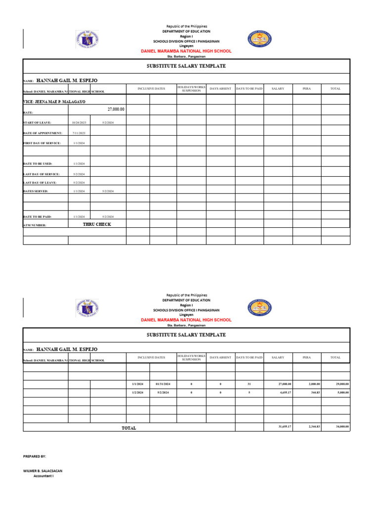 PAYROLL-SUBSTITUTE | PDF