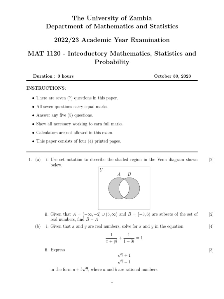 Mat 1120 Exam 2022 23 Pdf Function Mathematics Polynomial 