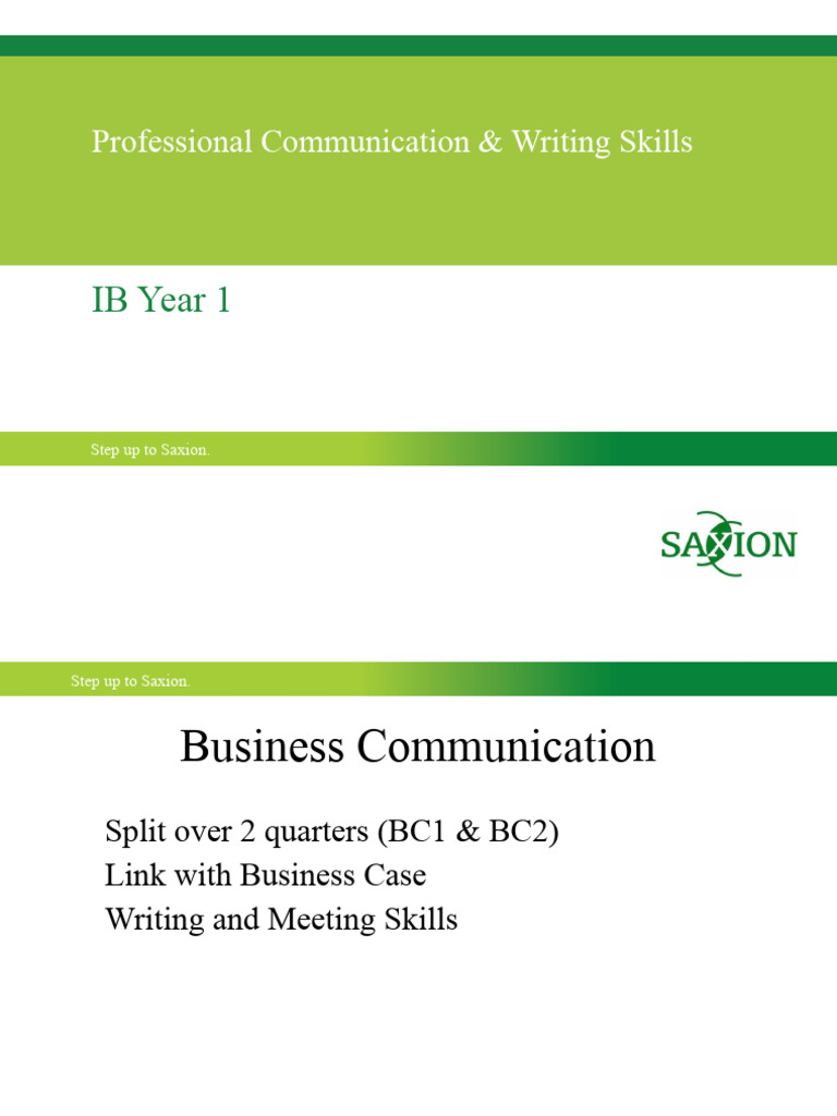 Business Communication Skills for IB Year 1 | PDF | Information ...