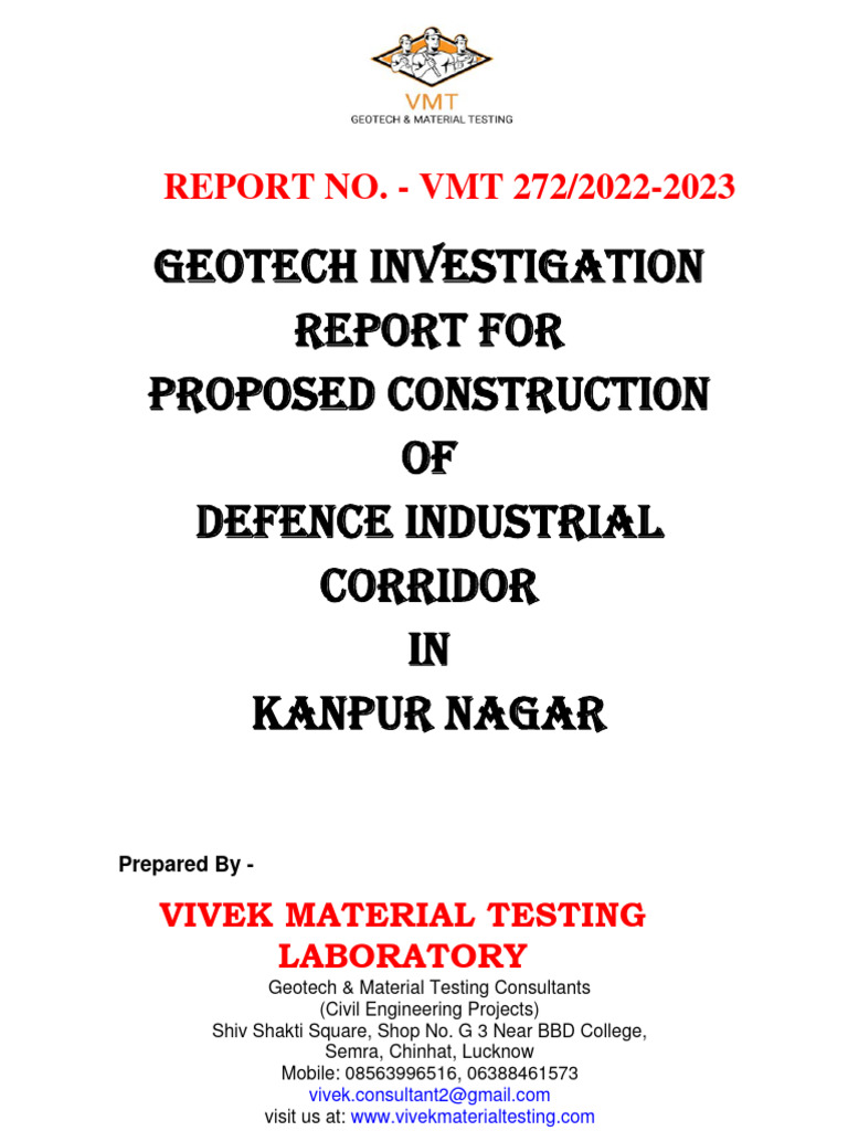 VMT 272 Soil Testing Report at Kanpur | PDF | Geotechnical Engineering ...