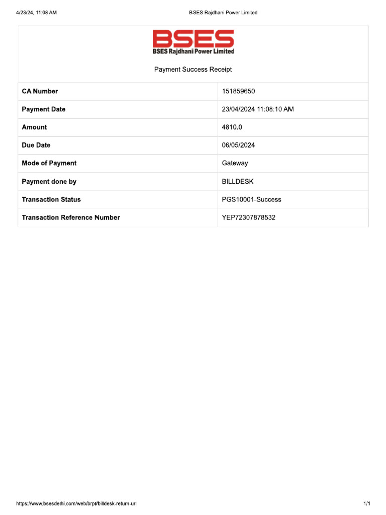 BSES April 2024 | PDF