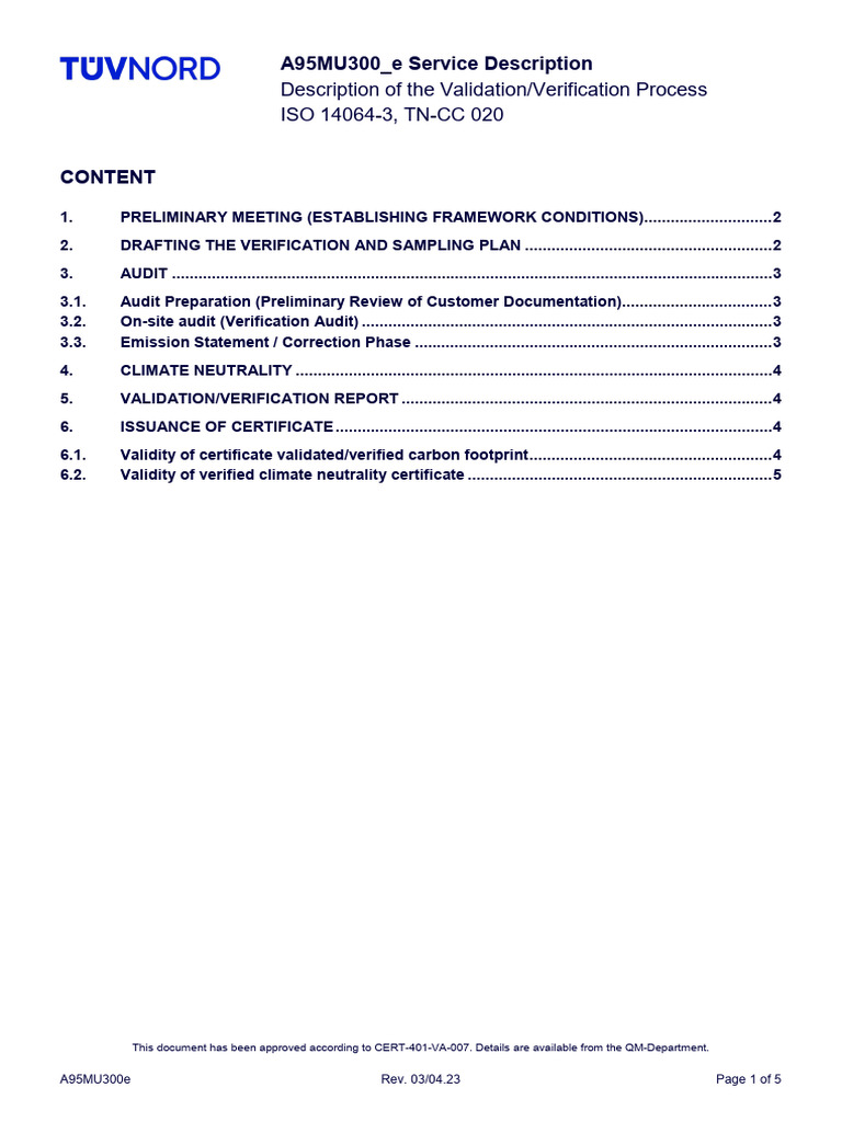 Tuev Nord Cert Iso 14064 3 TN CC 020 Service Description | PDF | Audit ...