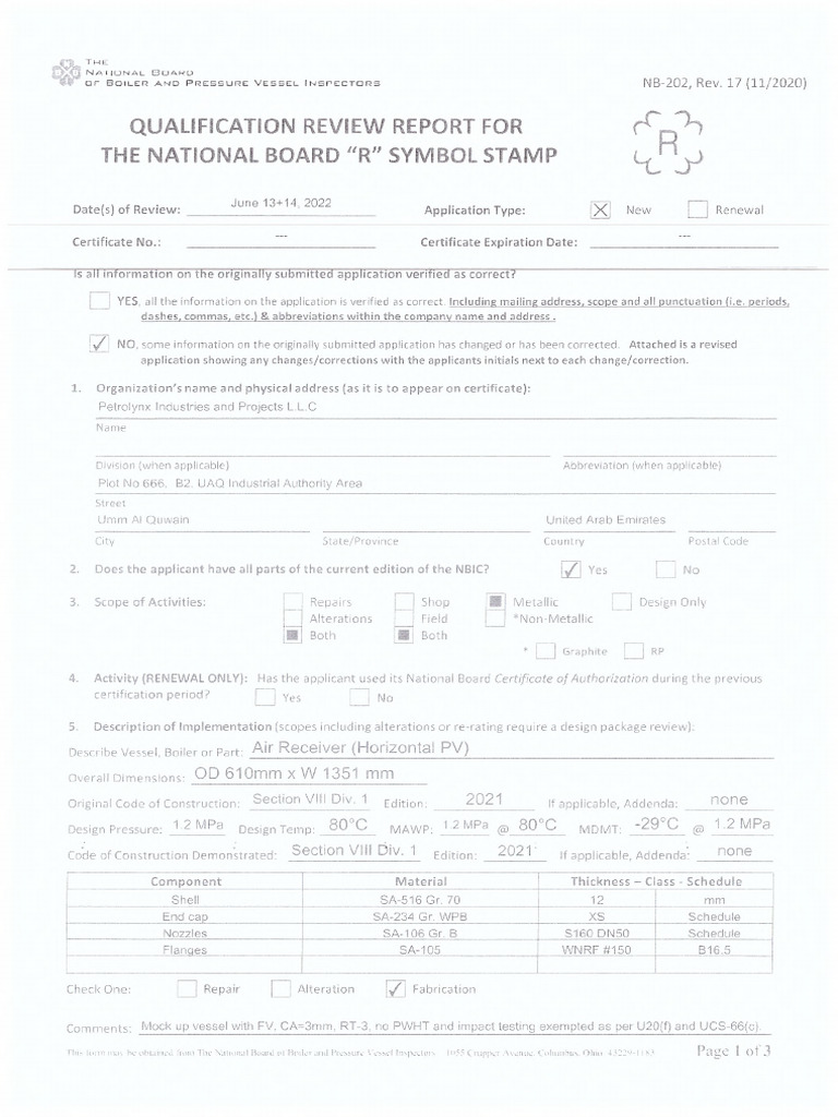 ASME R Audit Report | PDF