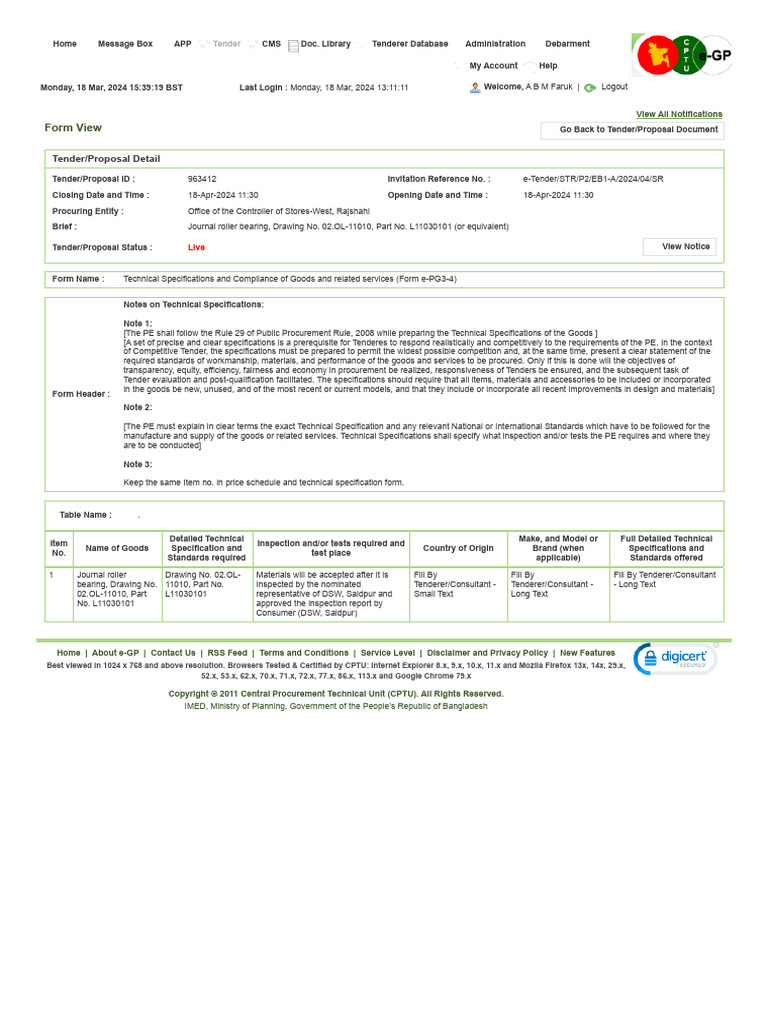 Technical Specification JRB | PDF | Specification (Technical Standard) | Procurement