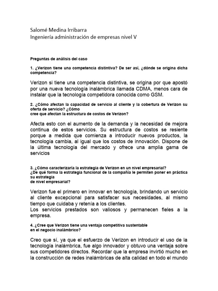 Análisis Competitivo de Verizon | PDF
