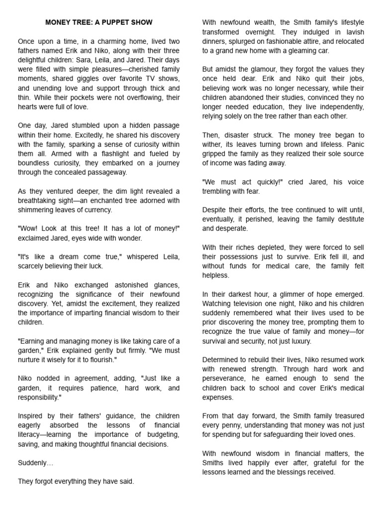 Money Tree - A Puppet Show | PDF