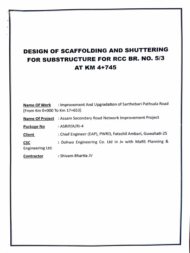 Scaffolding and Shuttering Design for MJB at Km 4+745 | PDF | Bending | Mechanical Engineering
