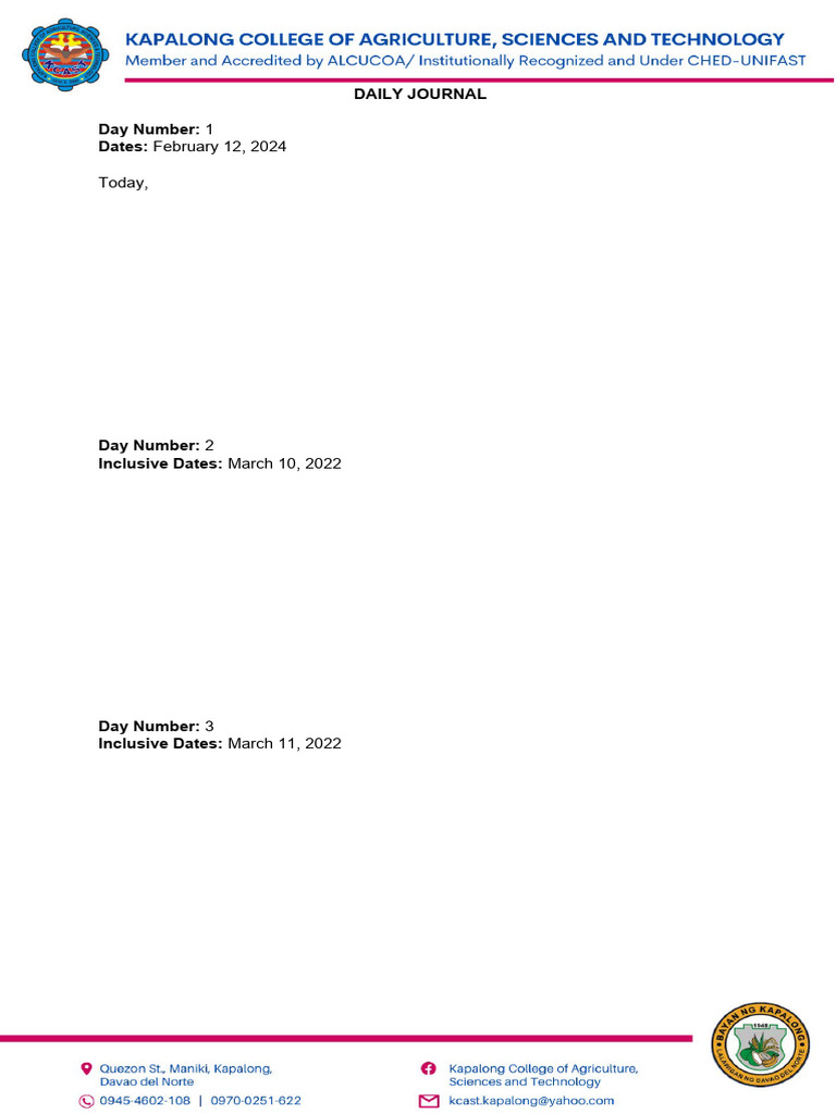 Ojt Template-Daily-Journal | PDF