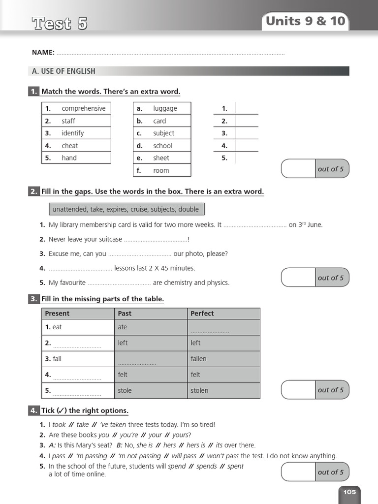 K Test 5 Units 9-10 | PDF