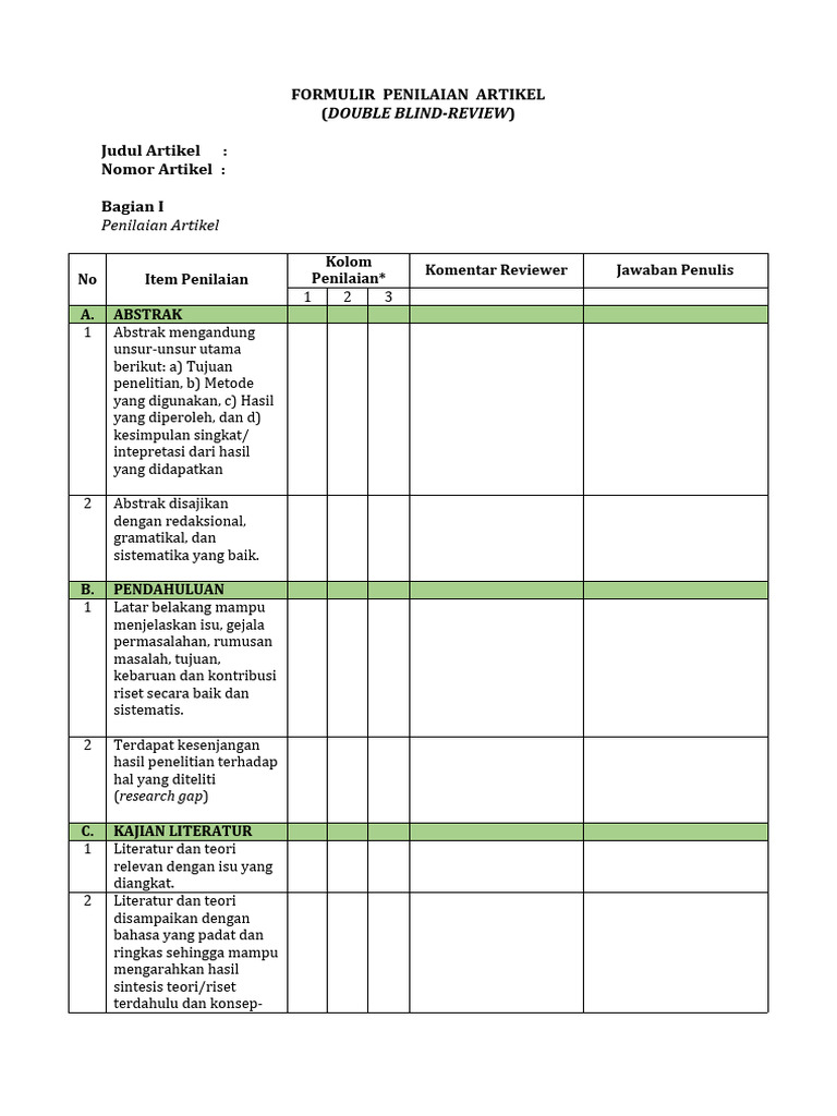 Contoh Rubrik Penilaian Artikel | PDF
